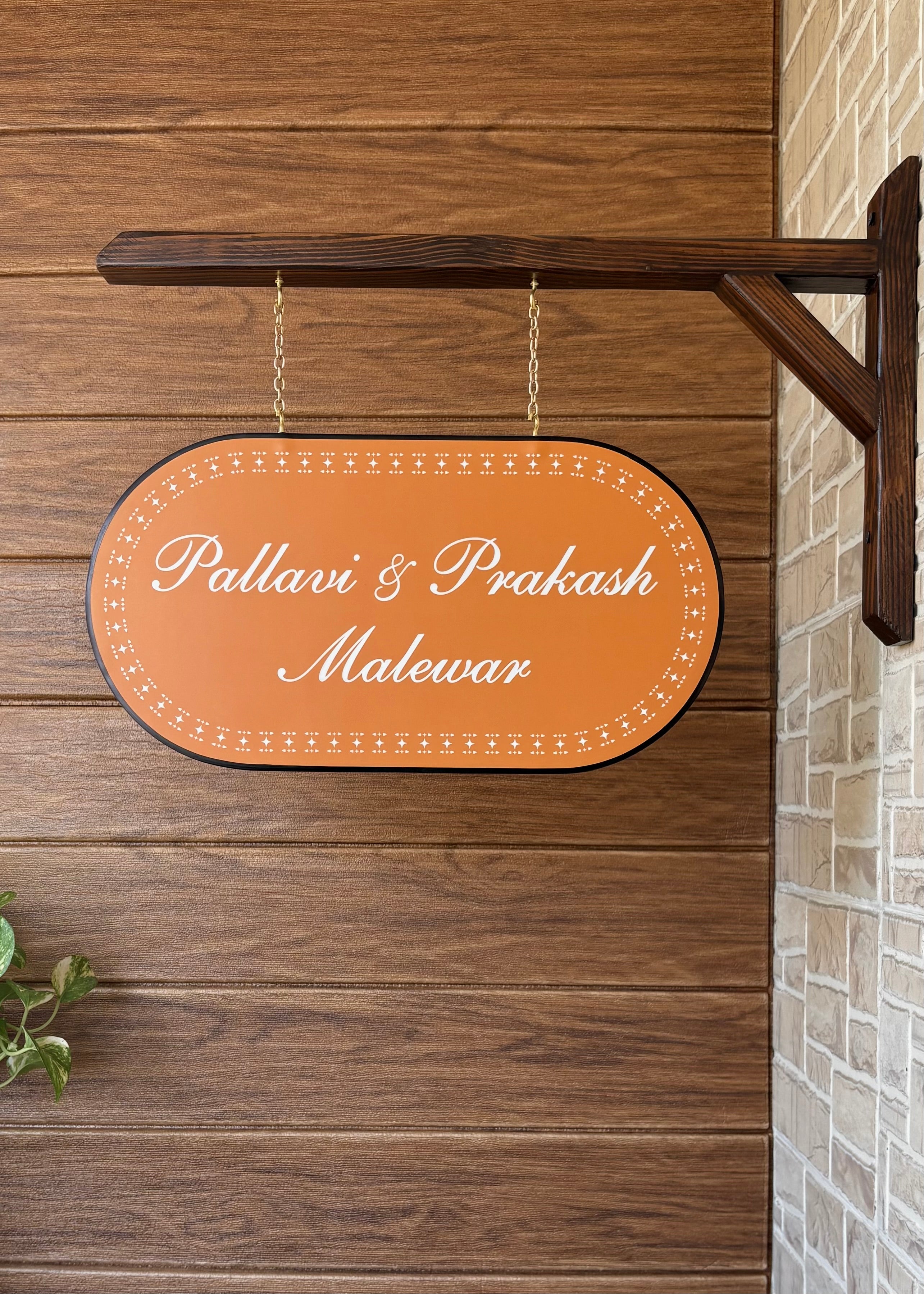 Aarambh – Hanging Name Plate with Wooden Bracket – Decor By The Way