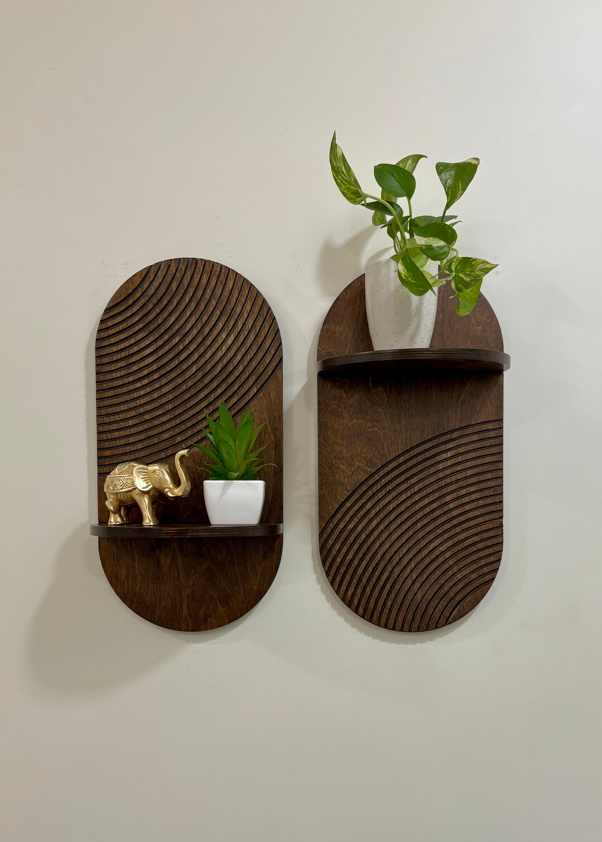 Oval Wooden Wall Shelf- Set of Two – Decor By The Way