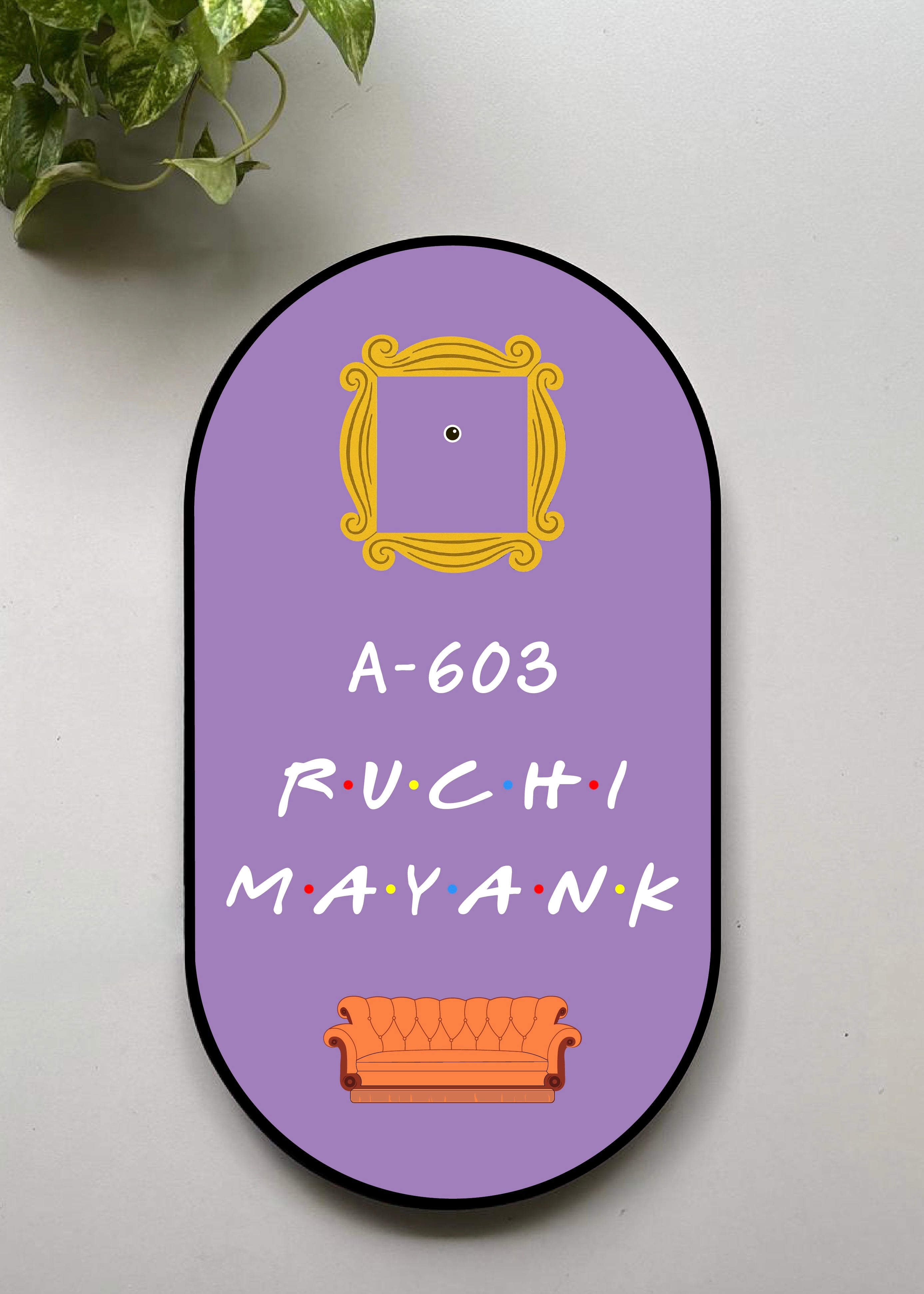 Friends TV Show Inspired Nameplate with Yellow Frame – Decor By The Way